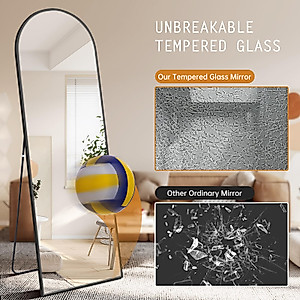 Mirror Full Length- Arched 64"x21"Full Length Mirror Shatter-Proof Glass,Standing Leaning Hanging Wall-Mounted,Black Floor Mirror,Aluminum Frame Modern Home Decor for Bedroom Living Room Cloakroom