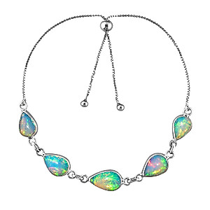 OdrillionGems 100% Natural Ethiopian Opal Gemstones Bolo Bracelet, Opal Cabs Bezel, 925 Sterling Silver, Handmade, Birthstones, Adjustable Slider, Women Jewelry, Wedding, Valentine Gifts, Size 10"