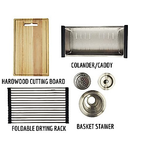 BlueBay Workstation Stainless Steel 28'' undermount Sink with 5 Gourmet Accessories