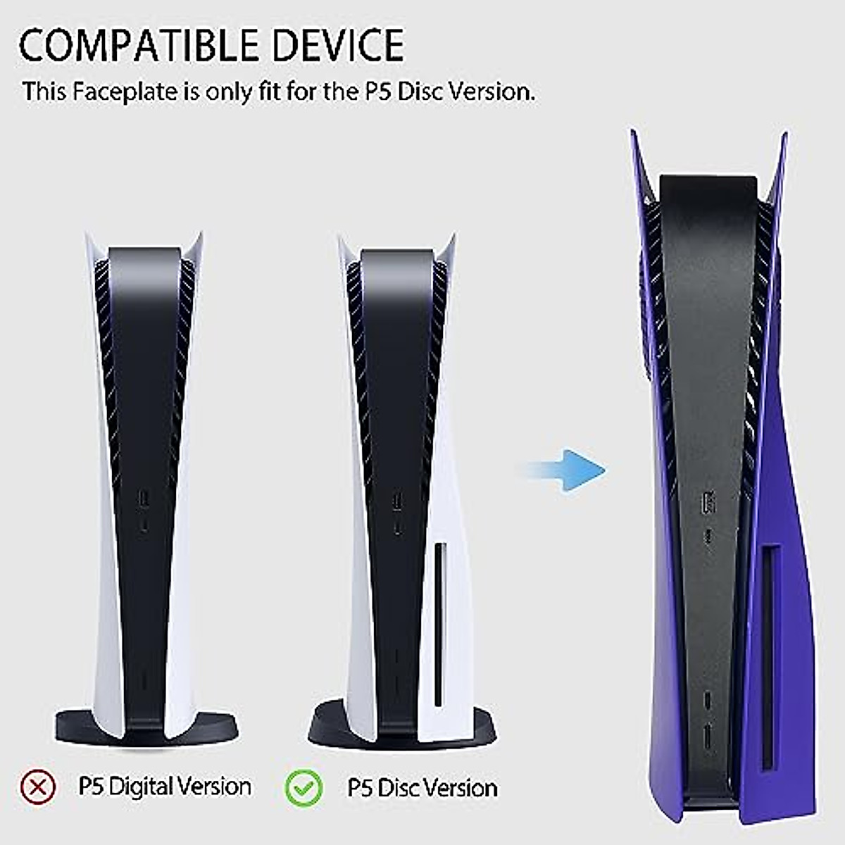 Faceplate for PS5 with Cooling Vents and Dust Filter DOBEWINGDELOU Face Plate Console Cover Replacement Side Plate Shell for PS5 Disc Edition Dustproof Accessories ABS Case Purple