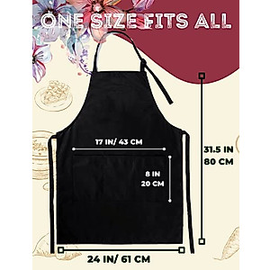 Initial Black Apron for Women with Pockets, Kitchen Cooking Gardening Cute Apron Gifts for Her, Chef, Mom, Artists, Hair Stylists, Funny Gifts for Women, Friends, Sisters, Grandma - C