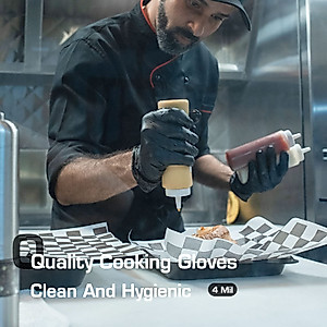 Infimor Nitrile Gloves Disposable Latex Free, 4 Mil Powder Free Food Grade Non-Sterile Protective Gloves Household Cleaning Gloves, Black 50Pcs Medium