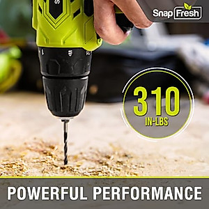 SnapFresh Cordless Drill - 20V Cordless Drill with Battery and Charger, Power Drill Set with 2 Variable Speed, 21+1 Torque Setting, Lightweight, LED, 43pcs Drill Bits, Impact Drill Set for Home, DIY