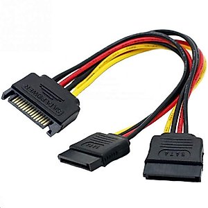 ANRANK High Speed SATA Power 15-pin Male to Dual 15-pin Female Y-Splitter Cable Adapter for HDD Hard Drive