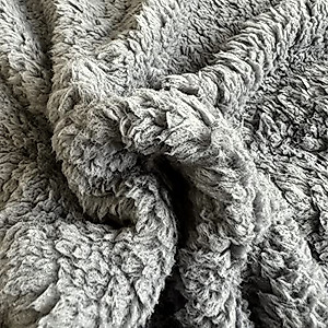 NEWCOSPLAY Sherpa Fleece Throw Blanket Plush Fluffy Cozy Lightweight Blanket for Bed Sofa Couch Travel (Grey, Twin(60"x80"))