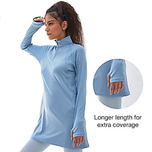 Sorbet Womens Long Sleeve Tops - Lightweight Women's UPF 50+ SPF Shirts for Women Long Sleeve - Athletic 1/4 Zip Pullover Women- Sun Protection Shirts for Hiking, Fishing, and Yoga Tunic Tops, Large