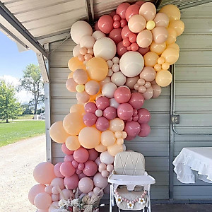 160 PCS Daisy Groovy Balloons Arch Garland Kit Pink White Yellow Orange Boho Balloons for Baby Shower Wedding Birthday Party Decorations (Daisy Groovy)