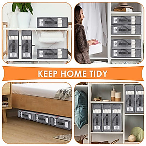 Foldable Bed Sheet Set Organizer, 2 Pack Queen or King Size Bed Sheet Organizers and Storage Box for Duvet Cover Set, Fabric Storage Bins Bed Sheets, Linen Closet Organizer for Bedding Clothes Towels