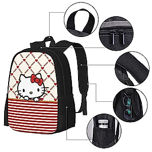 FENTI Cartoon Cute Cat Backpack 17 In Large Capacity Daypack Casual Travel Laptop Backpack for Women Girl