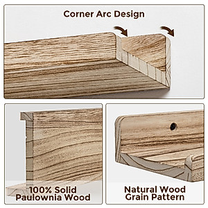 Picture Ledge Shelf Set of 2, 48 Inch Natural Wood Rustic Floating Shelves with Lip for Wall Storage, Nursery Floating Book Shelves for Living Room Bathroom Bedroom Kitchen, Carbonized Black