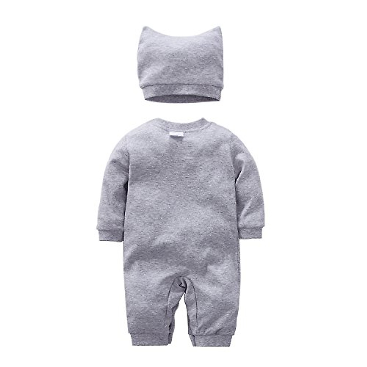 Unisex Baby Totoro Long Sleeve Romper with Hat 2-PC Set Grey