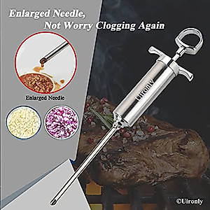 Uironly Meat Injector,Turkey Seasoning Injection Kit with 3 Professional Marinade Injector Needles for Grill Smoker BBQ Brisket; Include User Manual, E-Book - Storage Case