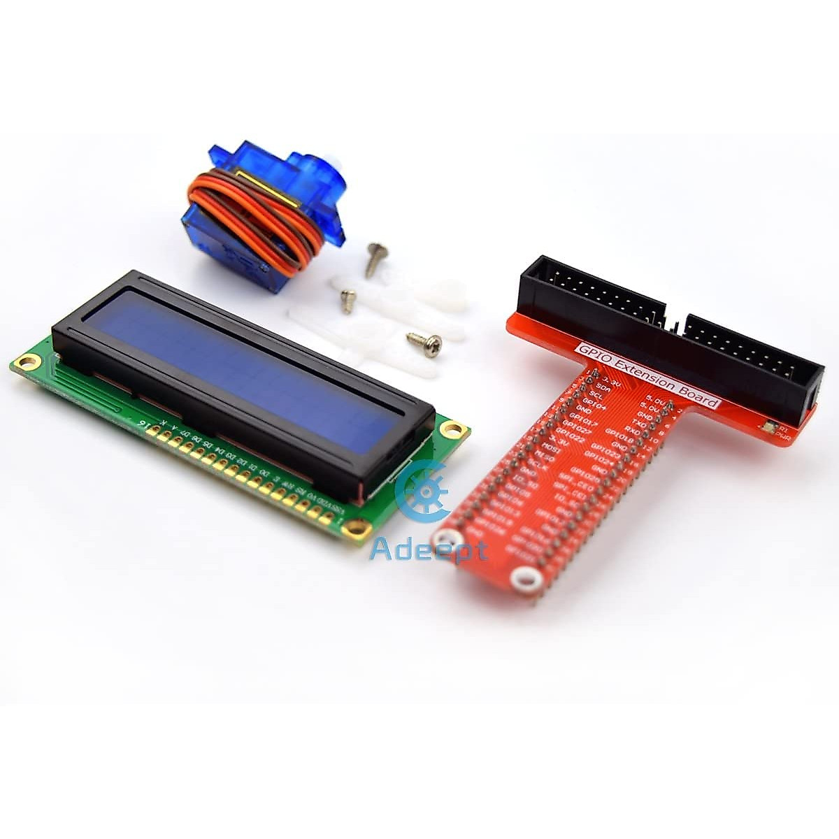 Adeept Super Starter Kit for Raspberry Pi 3, 2 Model B B+ LCD1602 Servo Motor C and Python Code, Beginner Starter Kit with User Manual Guidebook