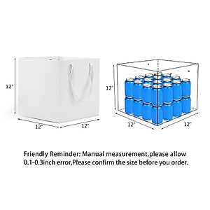 HUAPRINT Large White Paper Square Bags with Handles,12 Pack 12x12x12inch,Large Square Gift Bags,Shopping Merchandise Bags,Birthday,Goodie,Craft Retail,Candy,Cookie,Take Out Bags