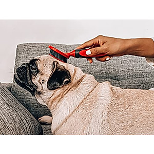 Tuff Pupper Round Bristle Soft Brush for Dogs and Cats | Gentle Grooming for Short or Long Hair | Soft Pin Tool for Sensitive Skin | Detangle & Remove Loose Fur | For Dematting & Detangling Undercoat