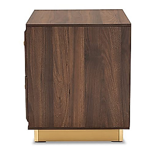 Baxton Studio Cormac Nightstands, Walnut Brown/Gold