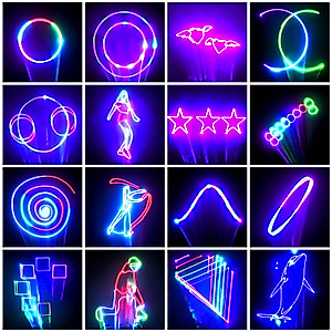 U`King DJ Disco Party Lights RGB Stage Lighting Beam Light Animation 3D Laser Patterns with DMX512 Sound Activated Remote Control for Festival Bar Nightclub Wedding Live Show Church
