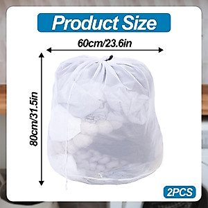 Large Mesh Laundry Bag,24 x 31" Dirty Clothes Travel Bag Heavy Duty Mesh Wash Bag White Laundry Bags with Drawstring Washable Laundry Bags Storage Organizer for Dorm Home Camp Hotel