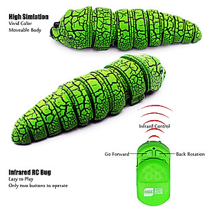 Tipmant RC Bug Remote Control Worm Realistic Caterpillar Inchworm Electronic Animal Toys Fake Insect Car Vehicle Kids Birthday Gifts (Green)