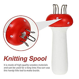 Milisten 1PCS French Knitter Wooden Knitting Spool Mushroom Yarn Knitting Spool Knitter Bead Jewelry Maker Braiding Weaving Tool