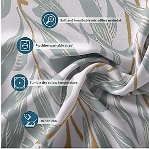 RIVINE William Morris Style Duvet Cover Set 3 Pieces Abstract Tropical Plant Leaves Soft Breathable Bedding for Bedroom with 2 Pillow Shams King