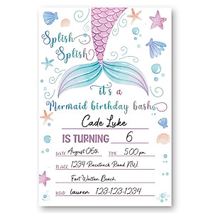 LoaHak Mermaid Birthday Party Invitation, Under The Sea Birthday, mermaid birthday decorations, under the sea party decorations.(017)