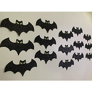 Tinbax Halloween Decorations - 15pcs Glow Eyes Bats Stickers for Halloween Bats Wall Decor