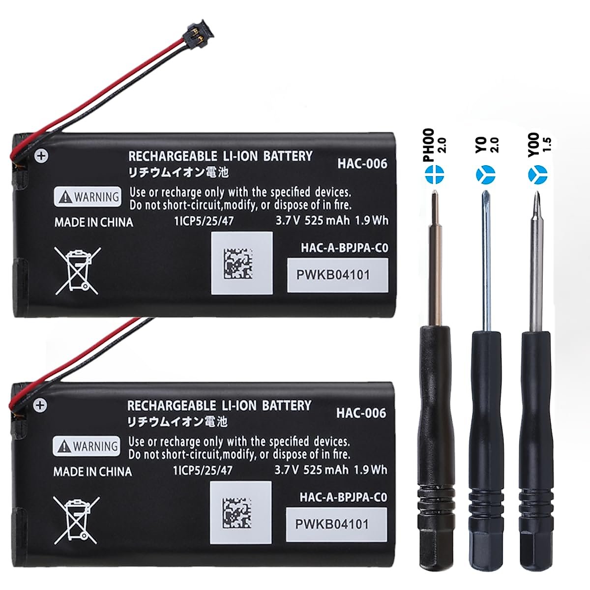 PowerTrust Replacement HAC-006 Battery Compatible with Nintendo Switch HAC-015 HAC-016 Joy-Con Controller HAC-A-JCR-C0 HAC-A-JCL-C0 (2 Pack)