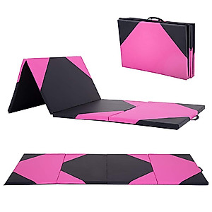 Tumbling Mats Gymnastics Tumbling Mats Foldable Foldable Yoga Mat Thick PU Leather Exercise Mat With Carrying Handles for home Workout outdoor Gymnastics Yoga Pilates