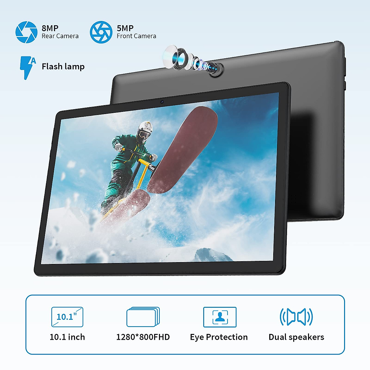 RliyOliy Android Tablet 10 inch, Android 12 Tablet with Case, 2GB RAM 64GB ROM 512GB Expand Android Tablet with Dual Camera, WiFi, Bluetooth, 8000mAh, HD Touch Screen, GMS Certified