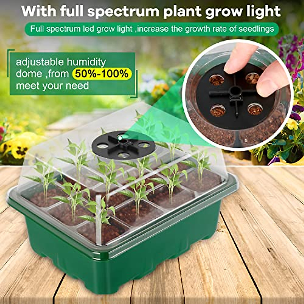 【2023 Upgraded】 Seed Starter Tray with Grow Light - 6 Pcs Seed Starter kit, Seedling Starter Trays with Humidity Dome, Mini Germination Kit for Seed Starting(12 Cell Per Tray)