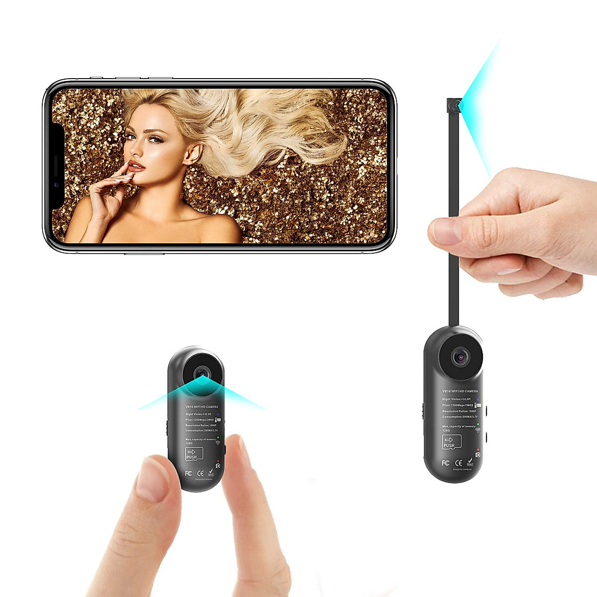 Hidden Spy Camera, 1080P WiFi Mini Camera Portable Wireless Security Cameras with 2 Lenses Motion Detection Night Vision Remote View for Home Surveillance Video Recorder Covert Nanny Cam(2021 Design)