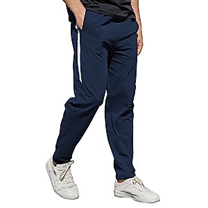 ADMYYROL Men's Performance Tech Sweatpants Active Athletic Jogger Pants Gym Quick Dry Trousers Casual(XL-Navy-02)