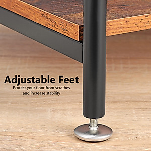 MOOACE Tall Side Table, 3 Tier End Table with Storage Shelf, Tall Nightstand for Small Spaces, Living Room, Bedroom, Office, Hallway, Rustic Brown