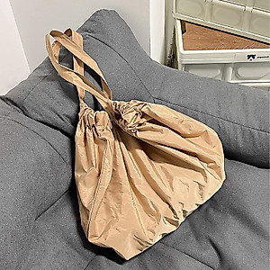 NKTDWO Foldable Shopping Bag for Groceries, Large Capacity Portable Tote Bag for Travel Waterproof Reusable Bags with Handles for Supermarket Picnic Beach (Brown)