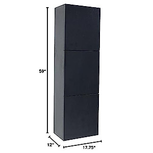 Fresca Bath Bathroom Linen Side Cabinet with 3 Large Storage Area, Black