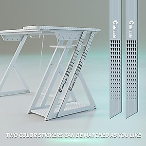 CubiCubi Aurora Gaming Desk with Carbon Fiber Surface, 55 Inch L Shaped Desk with Storage Shelves, Small Corner Computer Desk with Monitor Shelf, Gamer Desk PC Table, White