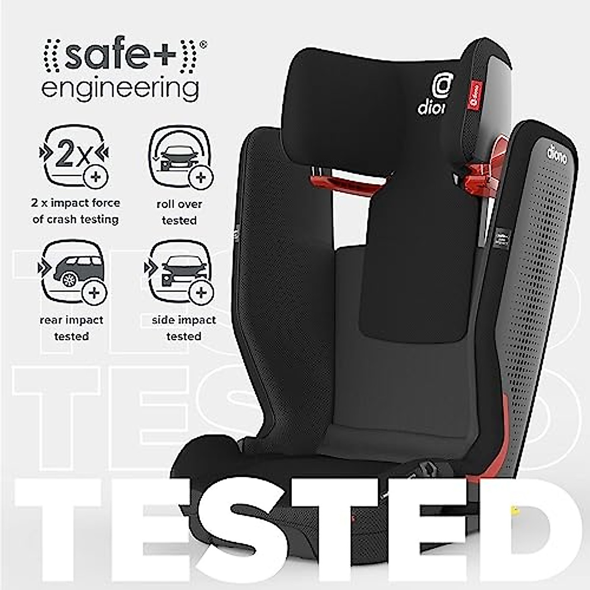 Diono Monterey 5iST FixSafe High Back Booster Car Seat with Expandable Height and Width, Compact Fold to Full Size Booster, Foldable, Portable Booster for Go-Anywhere Travel, Black Jet