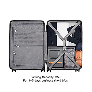 LEVEL8 Road Runner Pro Carry-On Luggage, 20” Lightweight PC Hardside Suitcase with Wheels, Spinner Trolley for Luggages with Front Compartment, Tsa Lock, Dark Grey