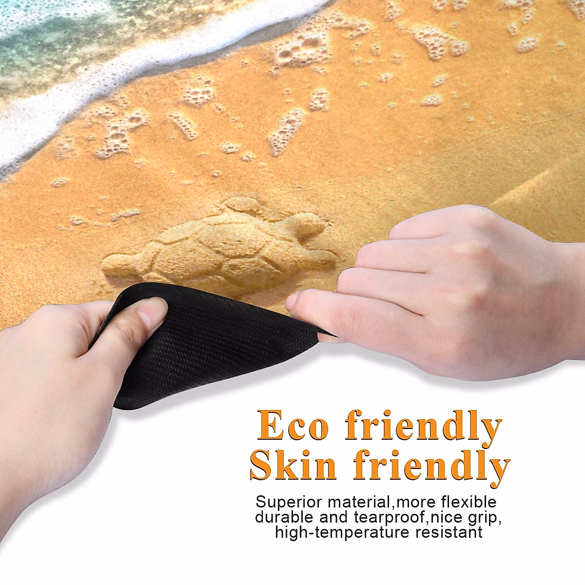 AGONA Golden Beach Turtle Yoga Mat Thick Non Slip Exercise Mat Portable Travel Yoga Mat Folding Fitness Workout Mat for Yoga Pilates Home Floor Exercises Children Playtime