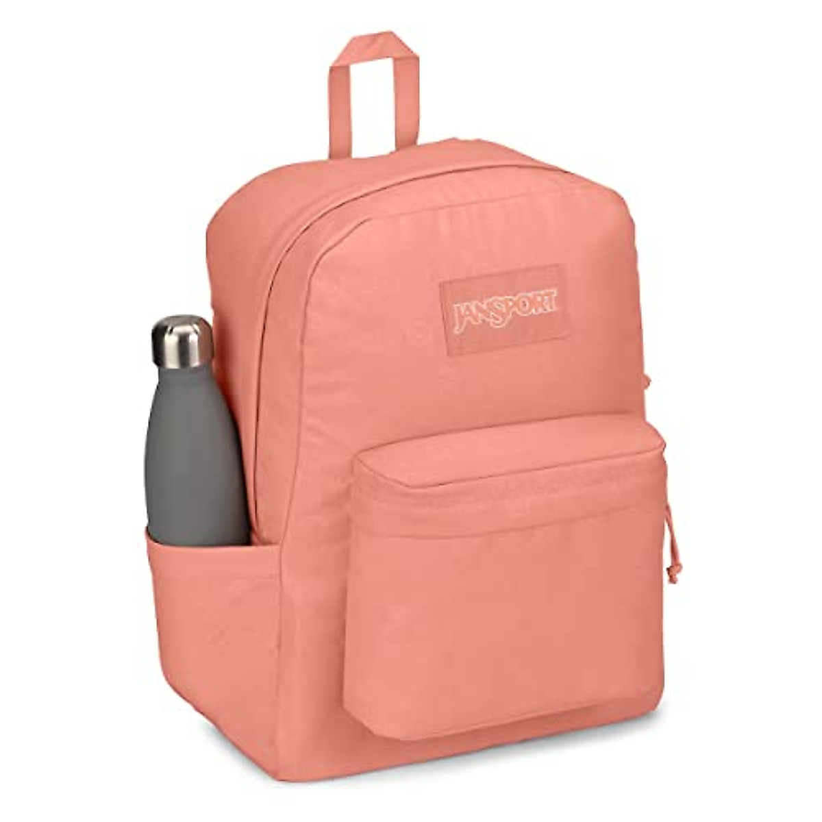 JanSport Superbreak Plus FX Backpack - Work, Travel, or Laptop Bookbag with Water Bottle Pocket, Happy And Sad Pink