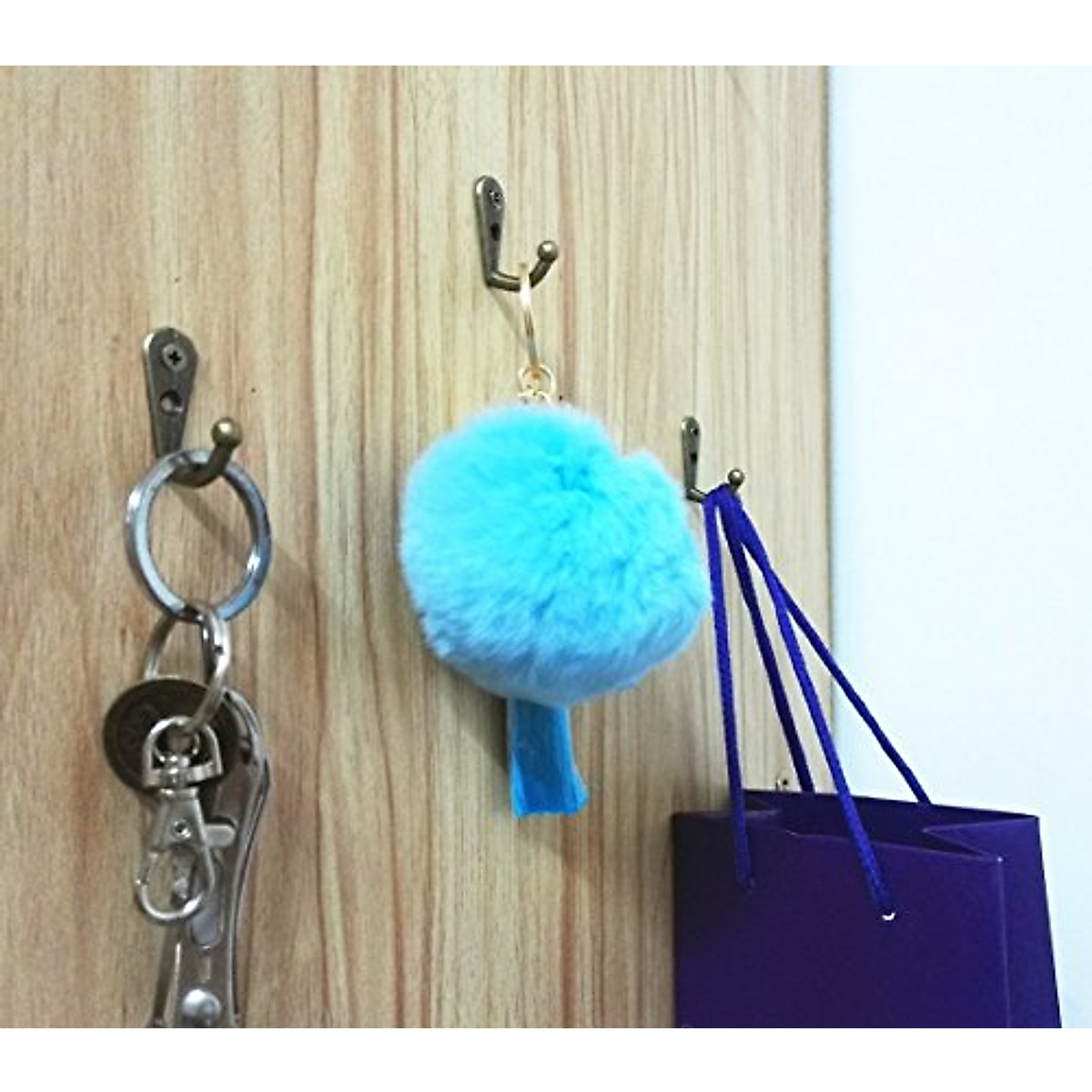 Yansanido Pack of 24 Mini Bronze Tone Vintage Style Double Hole Metal Single Hook Hangers Door Hook Hanging with 48 Screws