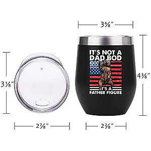 KAIRA It's Not A Dad BOD It's A Father Figure 12 OZ Insulated Wine Tumbler With Lid - Funny Dad Gifts from Daughter, Wife, Son -Stainless Steel Coffee Dad Mugs Cups