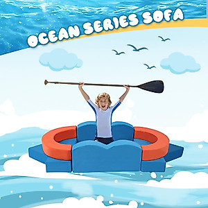 Erament 22Pcs Modular Kids Play Couch - Kids Couch for Playroom Bedroom Living Rooms Toddler Couch for Inspiring Child Creativity, Ocean Theme Modular Couch Children Convertible Sofa