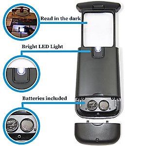 EasY Magnifier Small Pocket Magnifying Glass 3X with LED Light for Reading; Lighted Hand Held Coin Loupe; Mini Magnify Lens; Gifts for Seniors