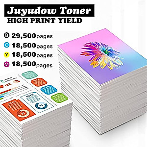 Juyudow MP C3503 Toner Cartridge Compatible for Ricoh Aficio Lanier Savin MP C3503 C3003 C3004 C3504 (4 Pack, BK, C, Y, M) Part#: 841813 841814 841815 841816 High Yield