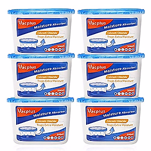 ✅ 𝗩𝗮𝗰𝗽𝗹𝘂𝘀 Moisture Absorber Boxes (6 Pack), 10.5 Oz, Vacplus Unscented Moisture Absorber, Humidity Absorber Attracts Extra Moisture from Your Bathroom, Closet, Kitchen & Study, Dehumidifier for Closet (Fragrance Free)