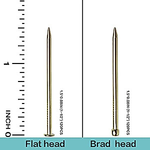 Small Hammer Nails Set, Include Finishing Nails 1-1/2"in (120pcs) & Flat Head Nails 1-1/2"in (120pcs) &100g Engineers' Hammer, Upgrade Brass Plated Gold Nails Hardware for Wood/Wall