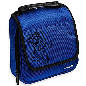 Nintendo 3DS Carrying Case Compatible With Nintendo Switch, 2DS, 3DS, 3DS XL, DS, DS XL, DS Light Handle & Shoulder Strap Traveling Carry Case With Hard Zipper Blue Officially licensed
