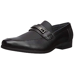 Calvin Klein Men's Jameson Loafers, Black Leather, 12